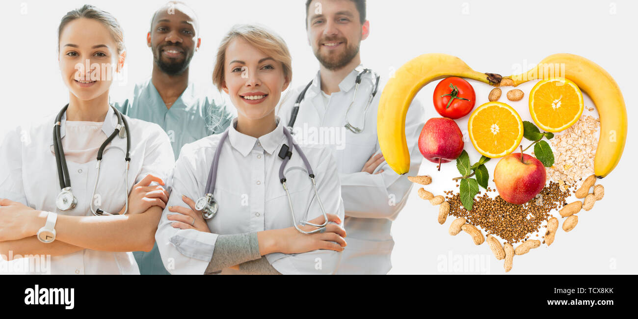 Healthcare people group recommend healthy nutrition. Professional ...