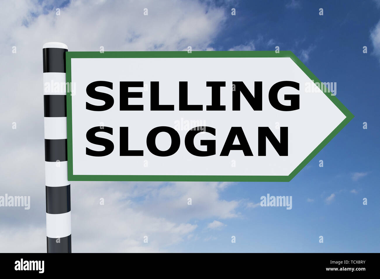 3D illustration of SELLING SLOGAN script on road sign Stock Photo - Alamy