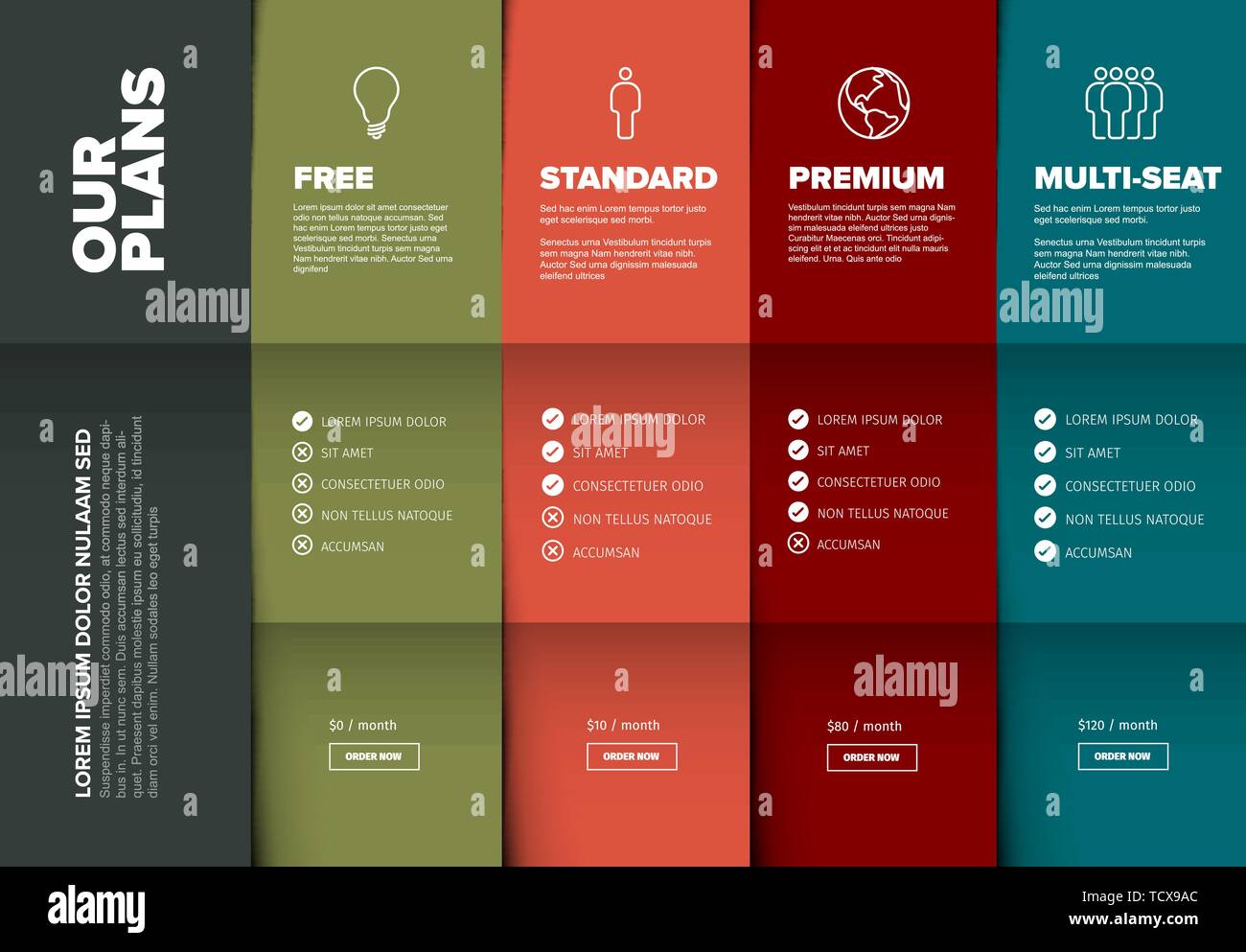 Products Service Feature Compare List Table Template With Various Options Description Features