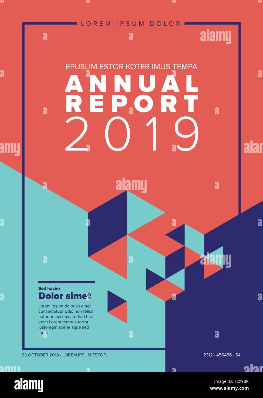 Vector abstract annual report cover template with abstract isometric ...