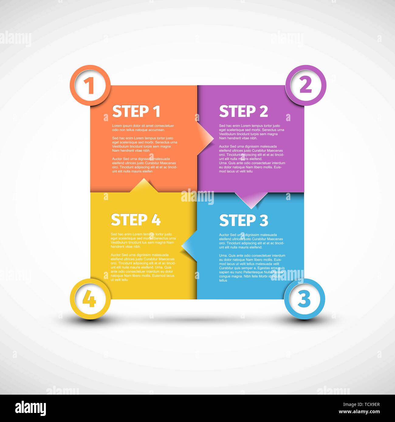 One two three four - vector paper Four steps cycle progress template ...