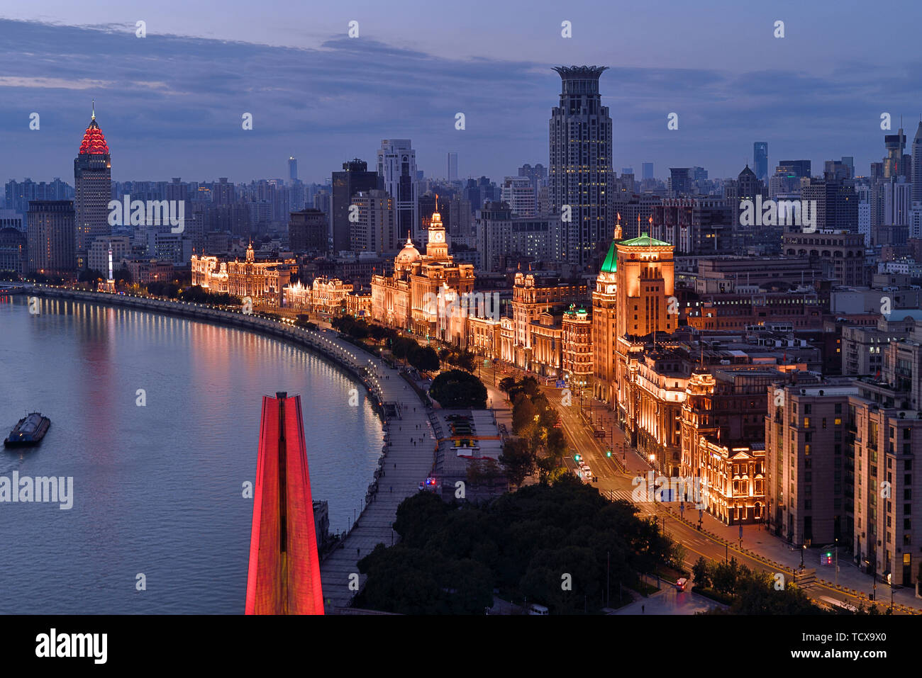 Night view of Shanghai Bund city scenery panoramic view Stock Photo - Alamy
