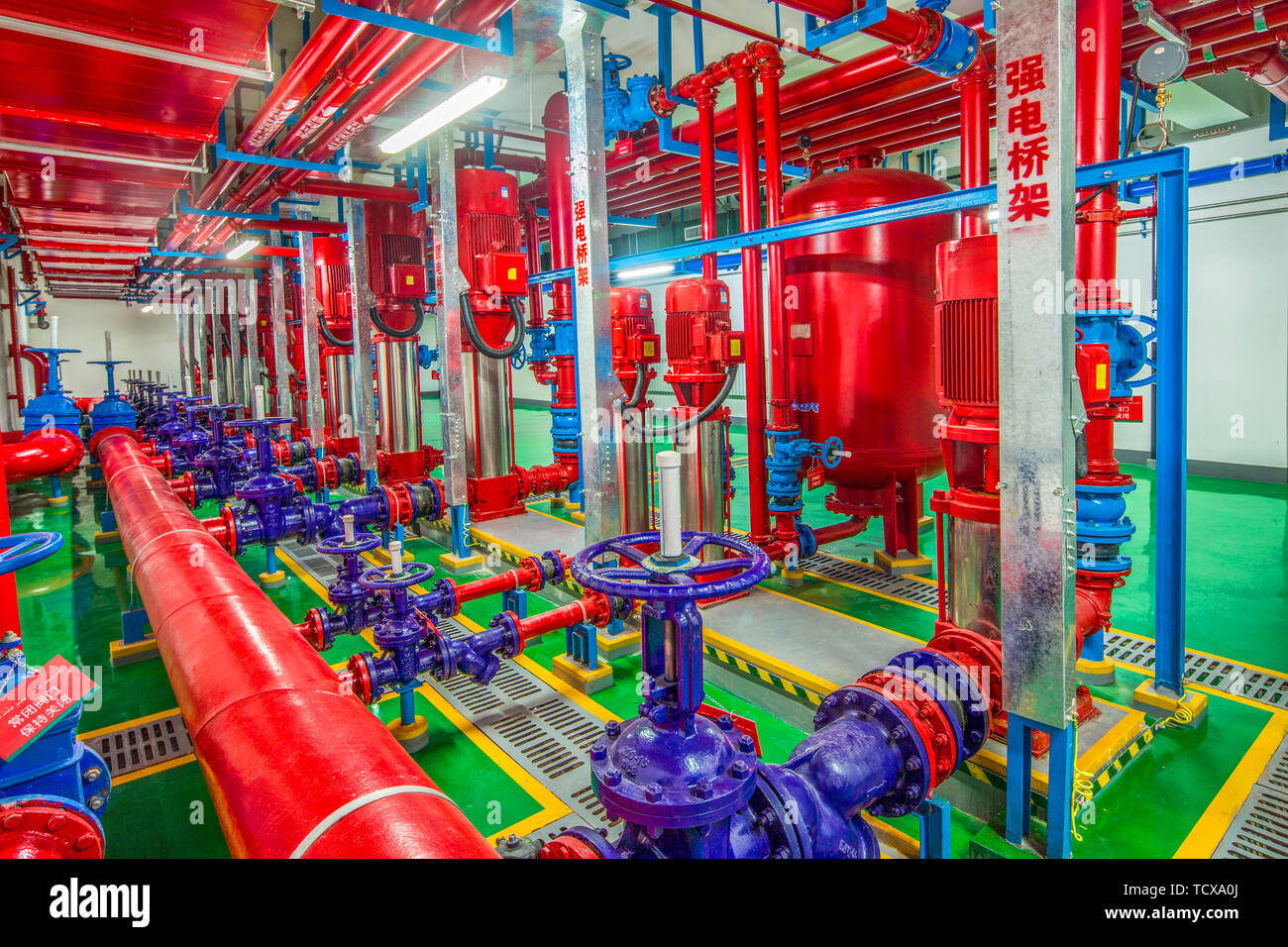 Fire pressurized pump room Stock Photo - Alamy