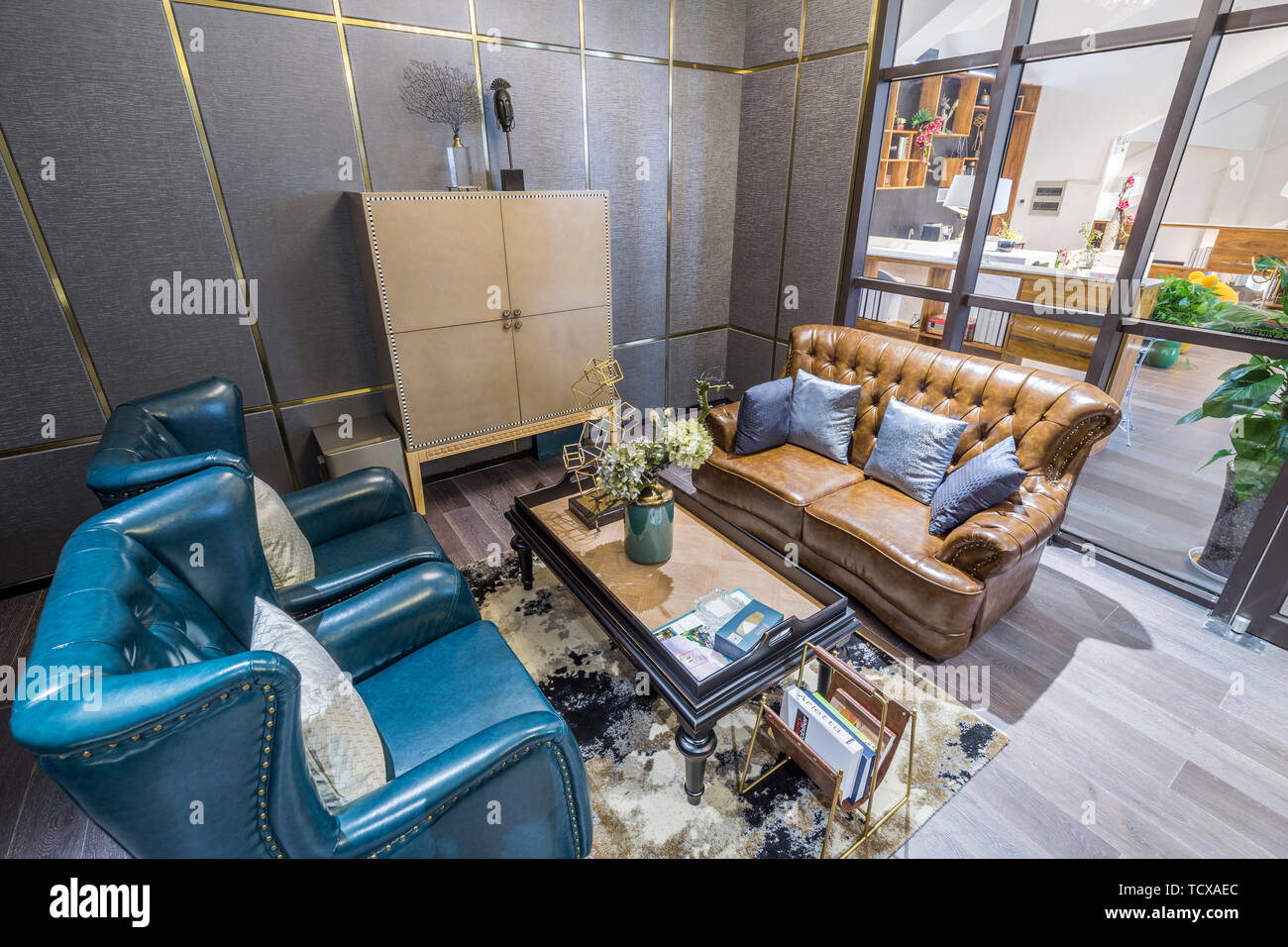 Design of interior design space of model room in modern living room ...