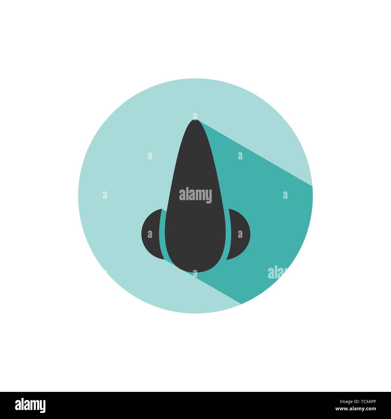 Body senses smell. Nose icon with shade on green circle. Vector ...