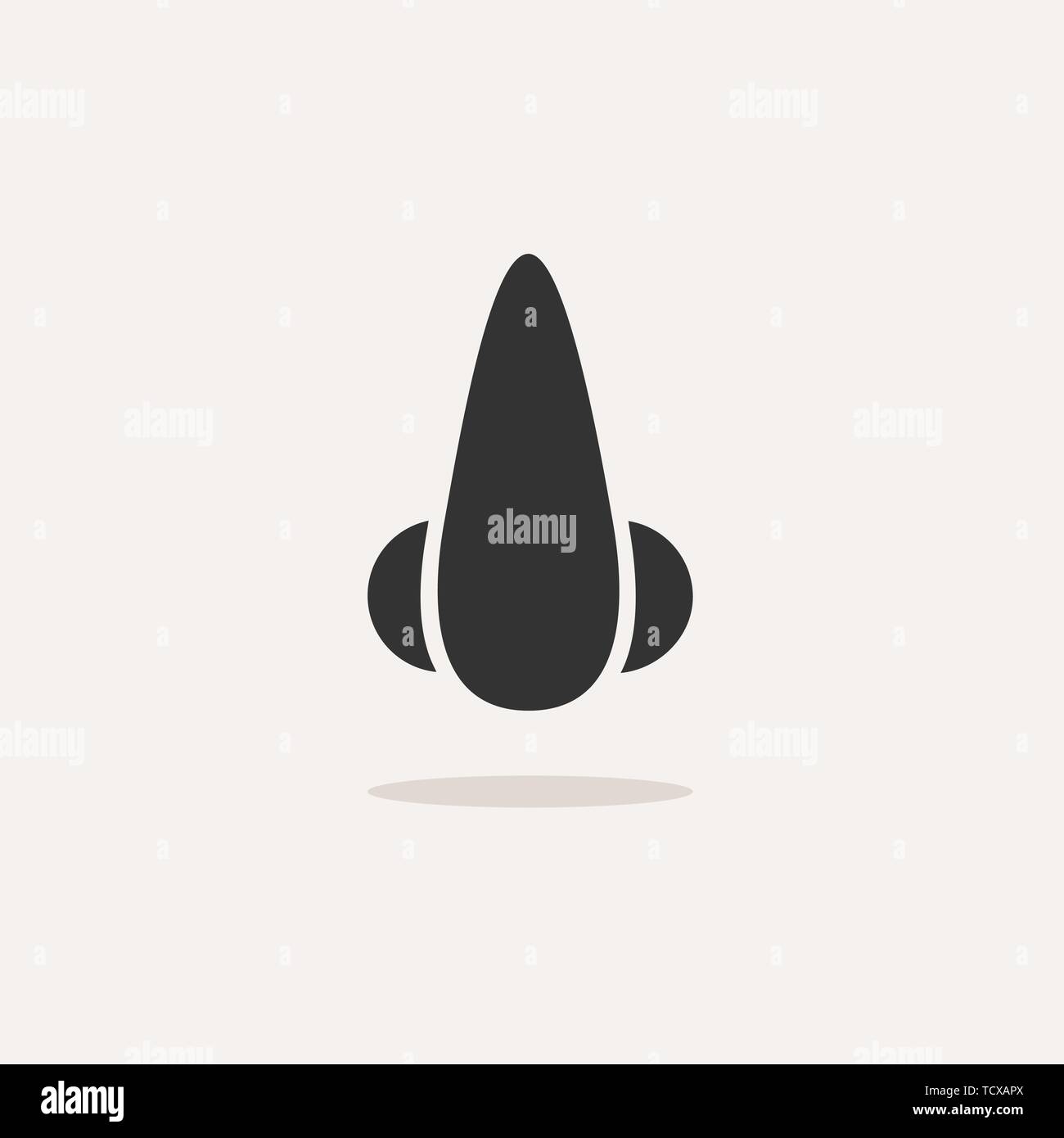 Body senses smell. Nose icon with shadow on beige background. Vector ...
