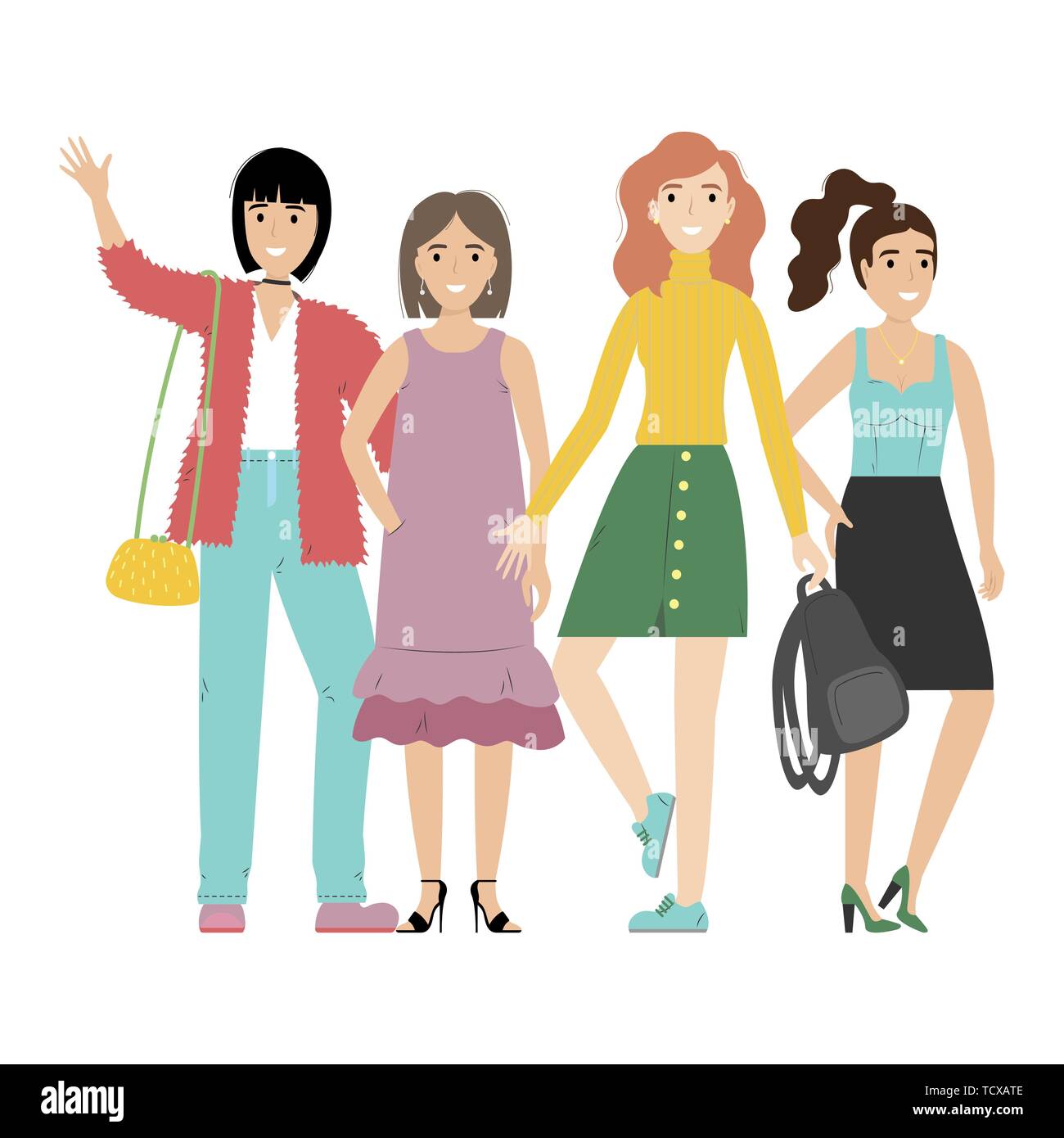 Happy teenager friends Stock Vector Images - Alamy