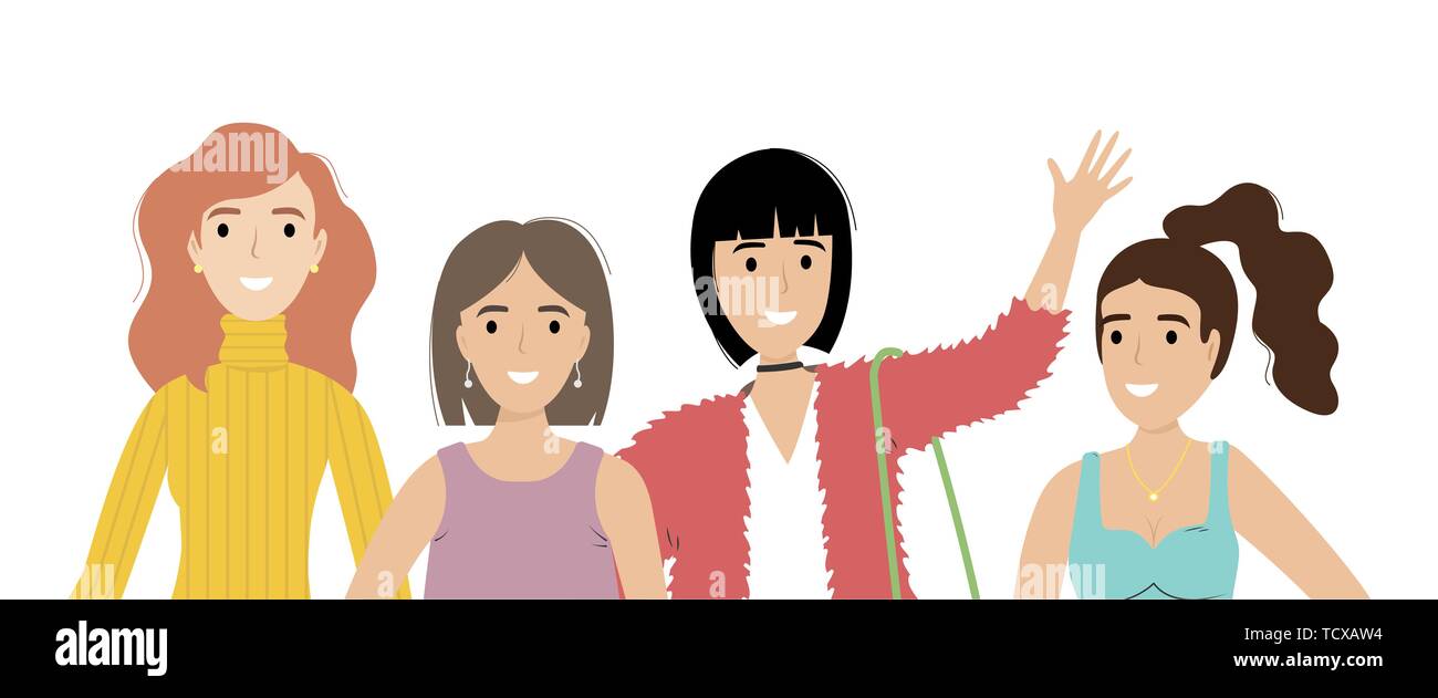 people, waving, happy, group, together, character, isolated, friends ...