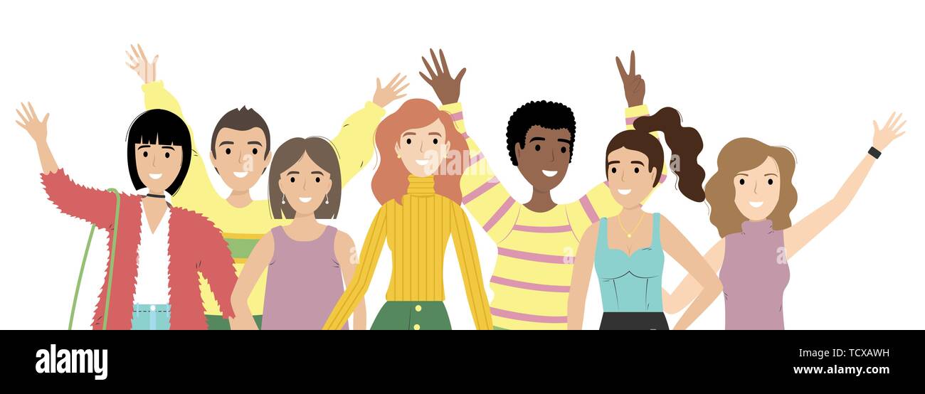 4 Friends Together Cartoon
