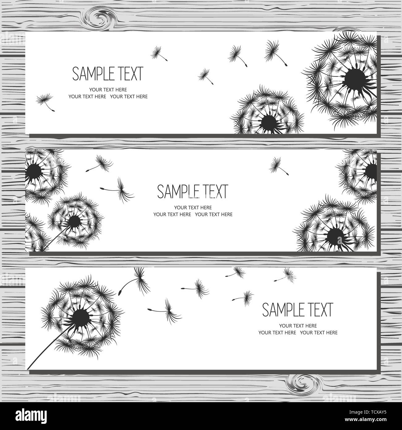Summer horizontal banner set Black and White Stock Photos & Images - Alamy