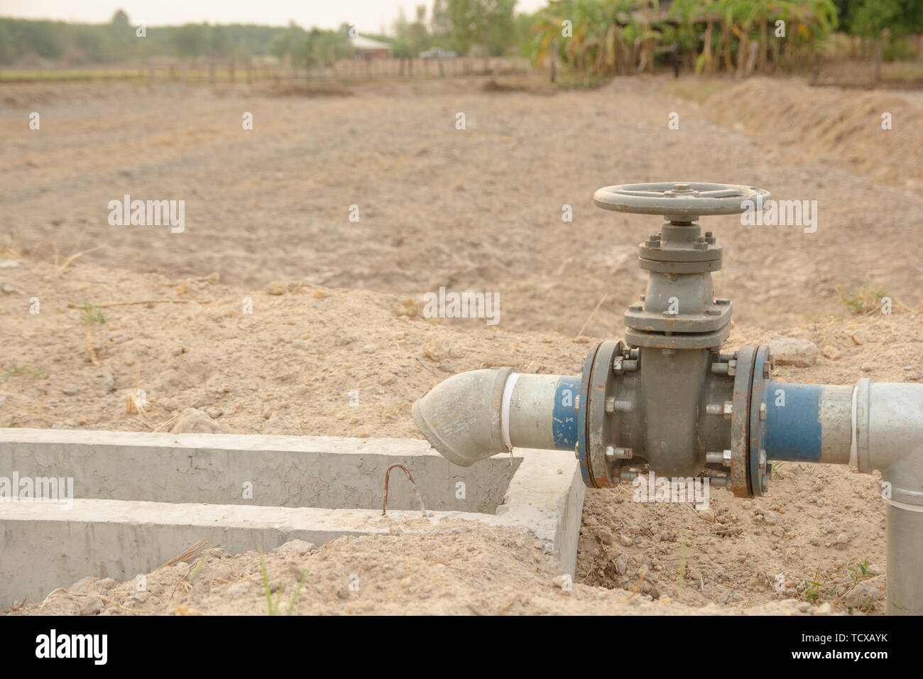 Irrigation pipe and water valve For farming In the countryside Stock ...