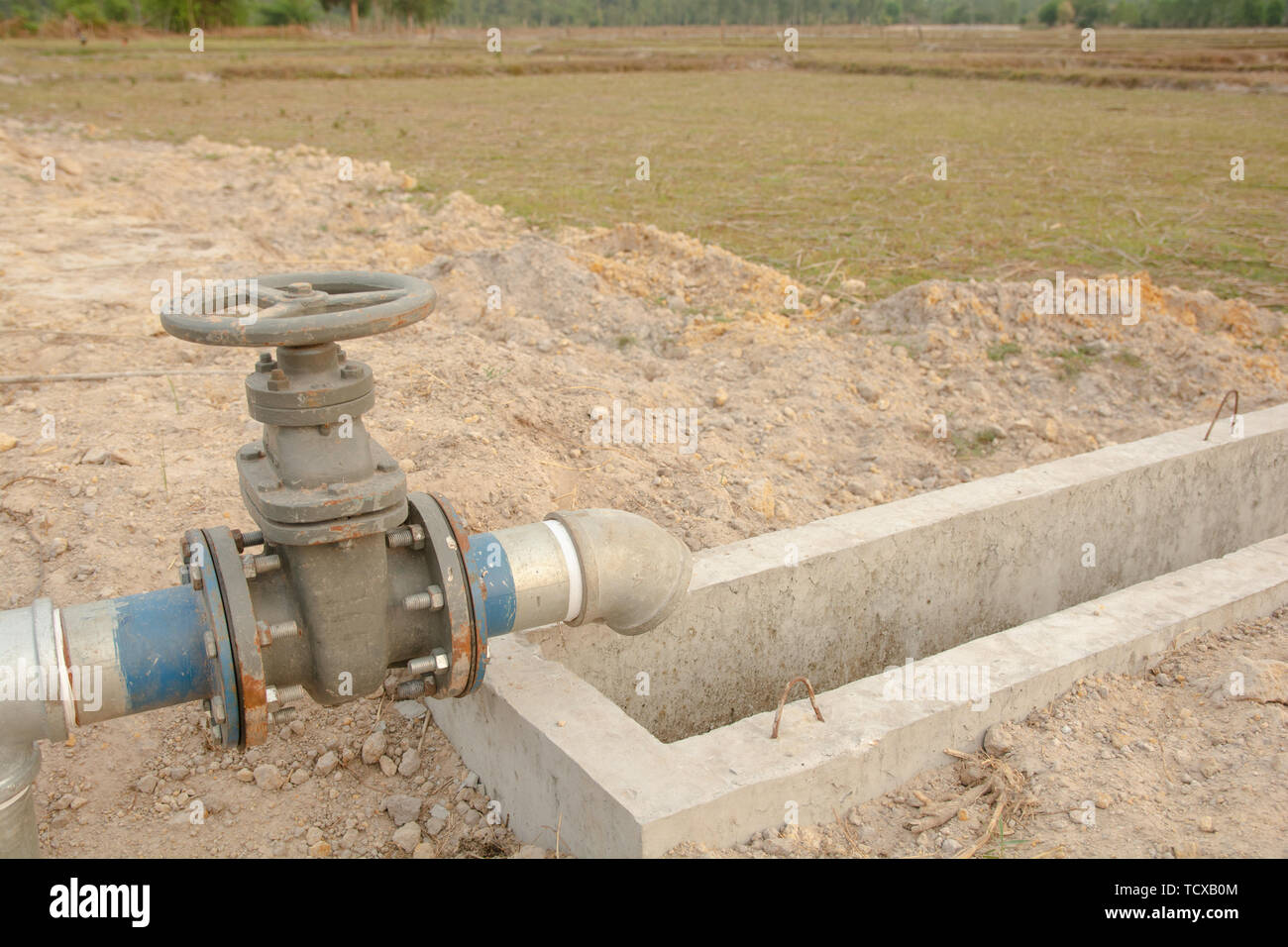 Irrigation pipe and water valve For farming In the countryside Stock ...