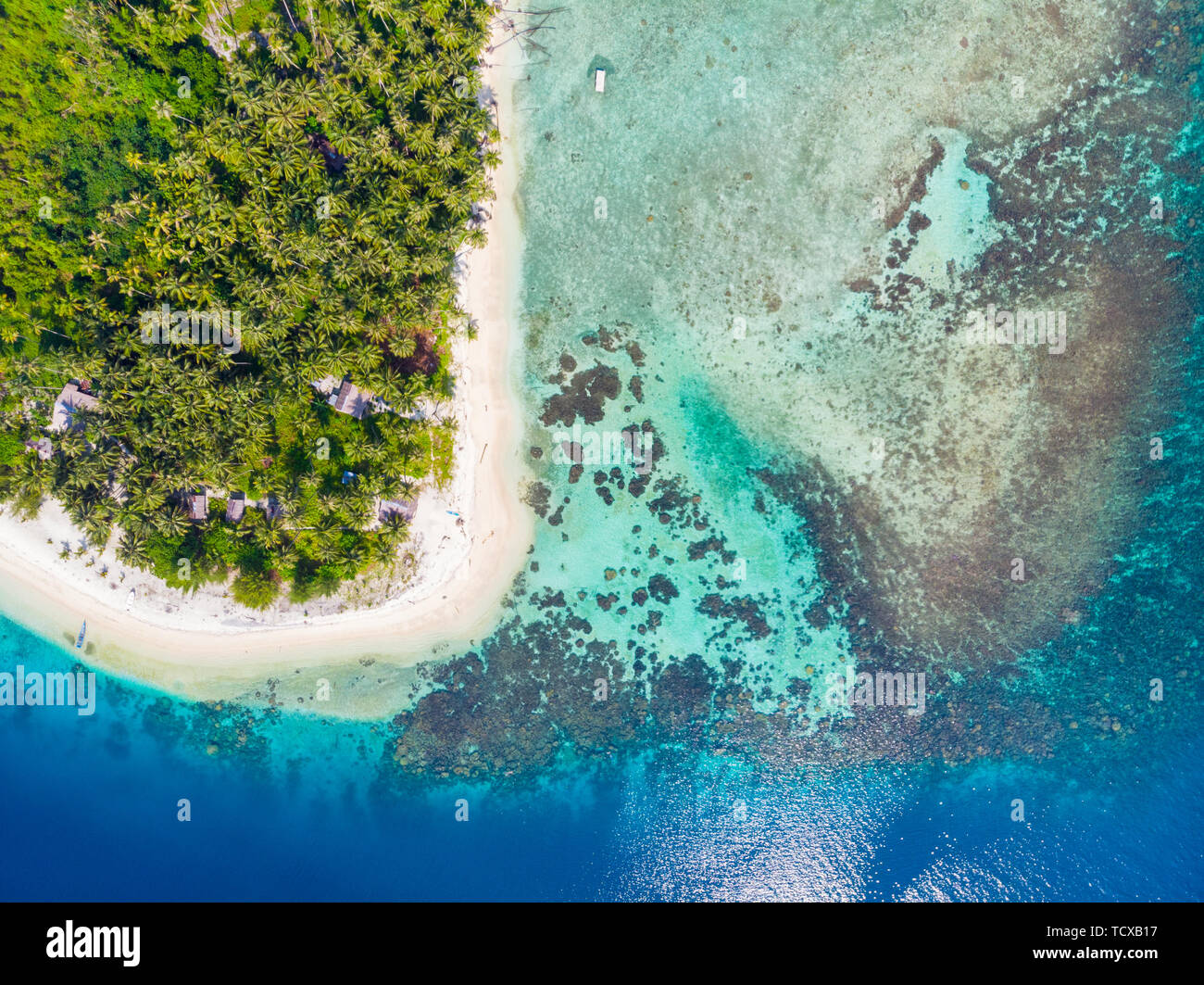 Aerial top down view Banyak Islands Sumatra tropical archipelago ...