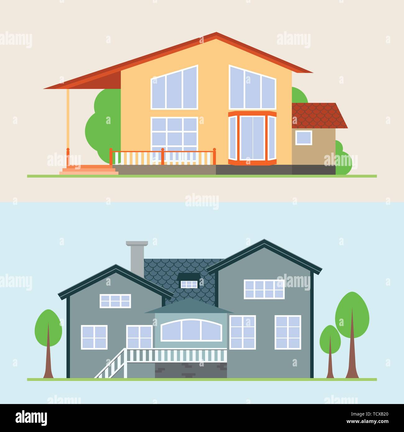 House vector illustration. Flat style modern buildings. Vector ...