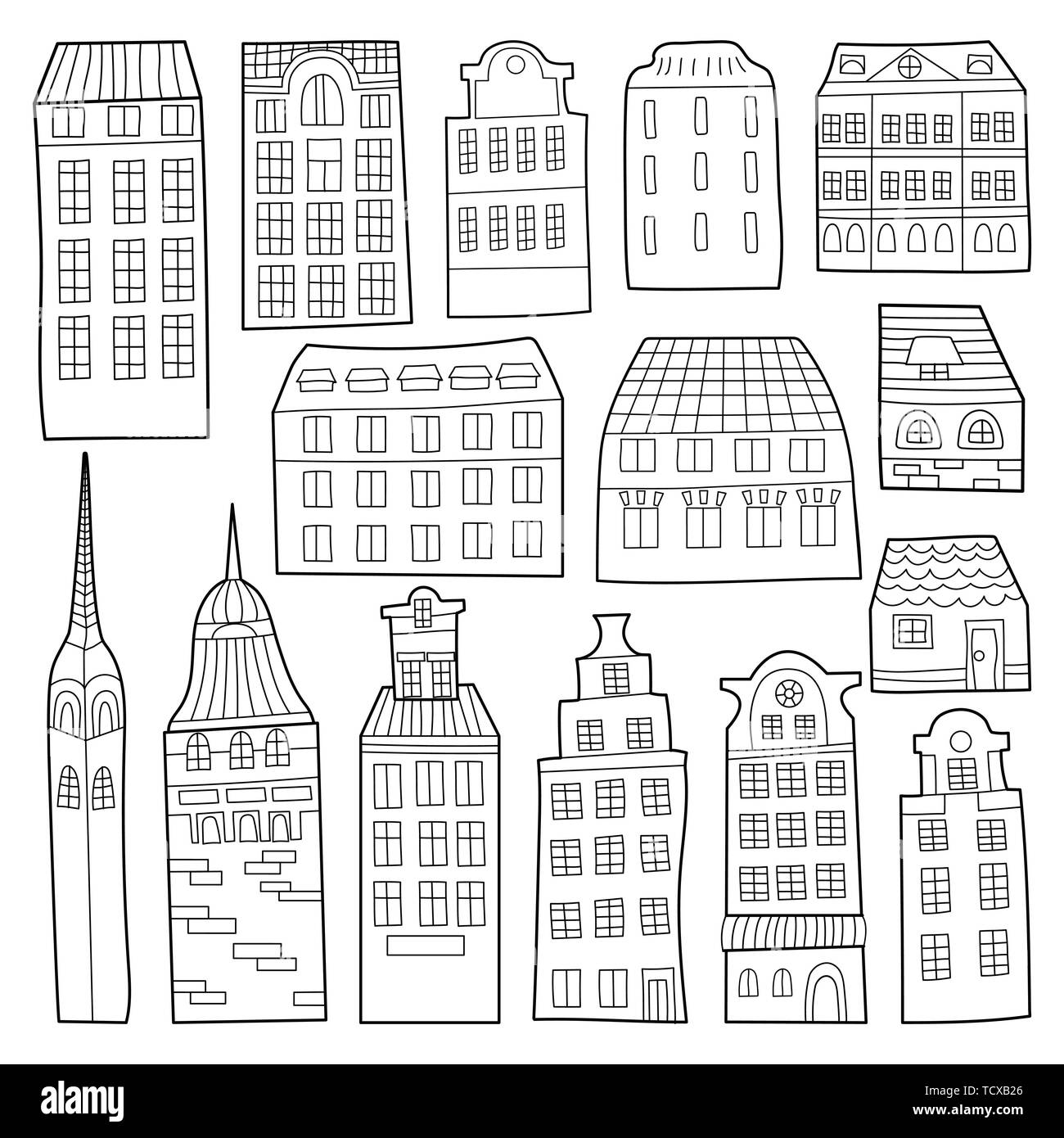 Cute hand drawn city Black and White Stock Photos & Images - Alamy