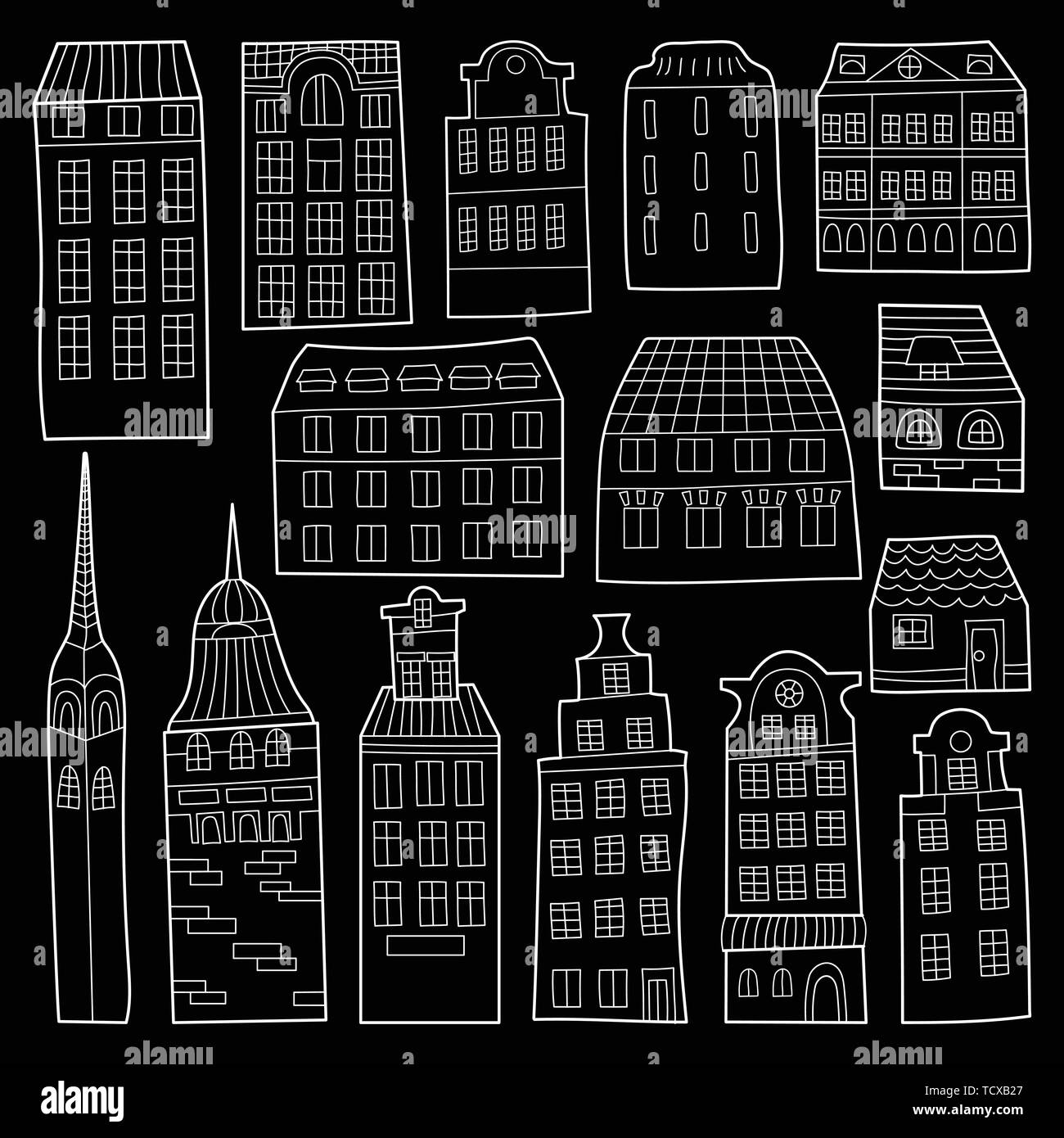 Cute hand drawn city Black and White Stock Photos & Images - Alamy