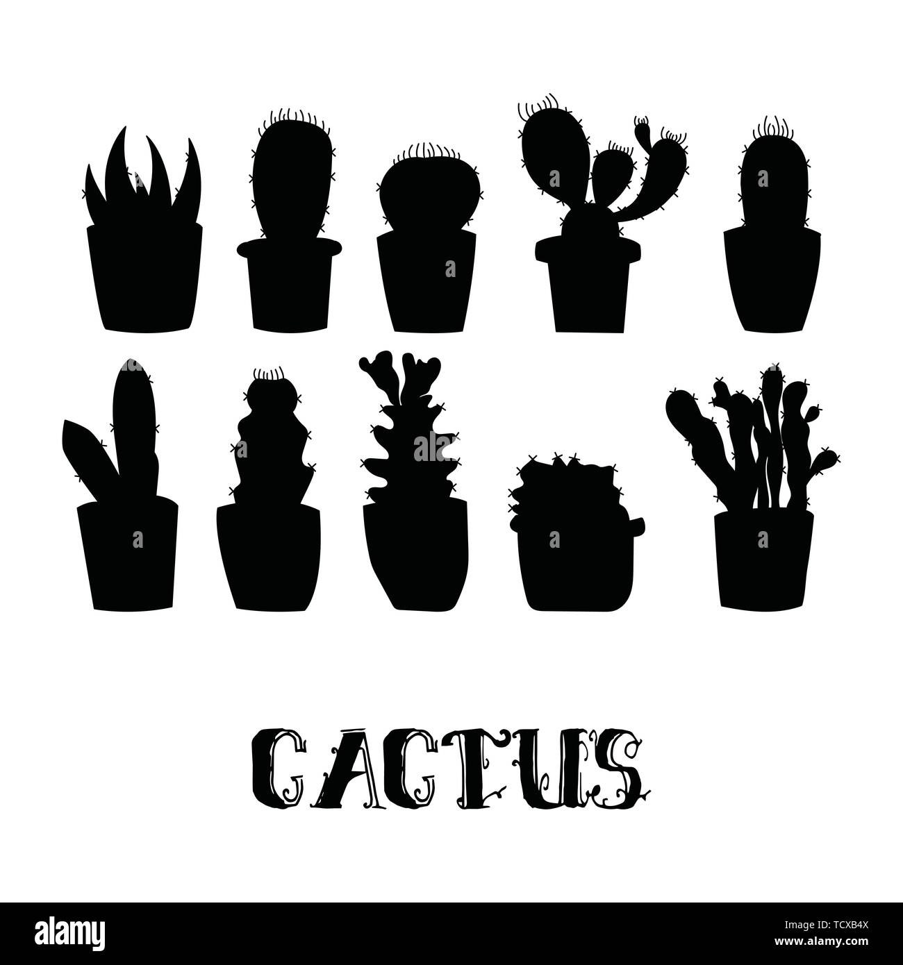 Cacti in white pots Stock Vector Images - Alamy