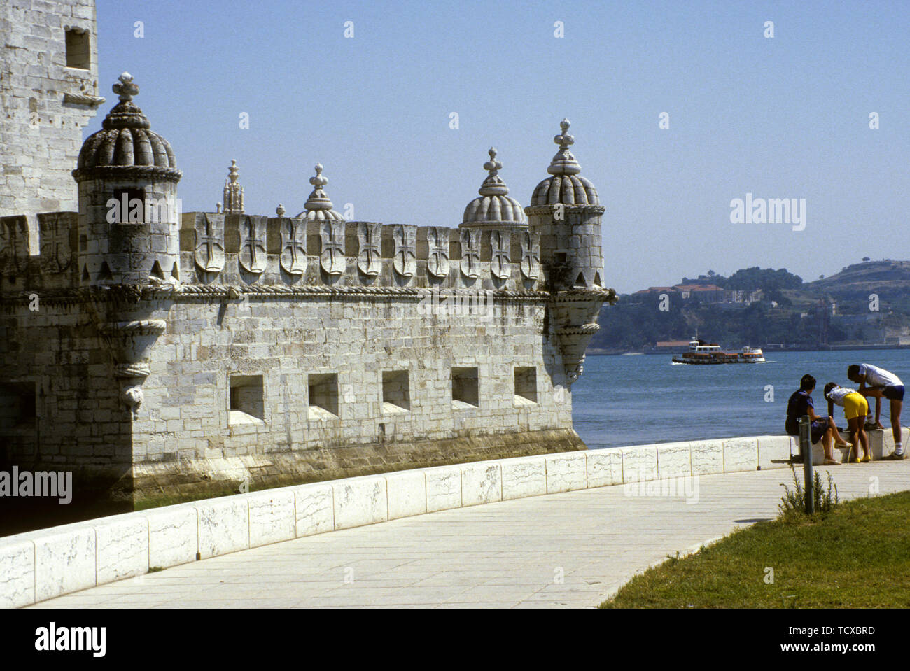 BELÉM TOWER Lisbon Portugal from 1500`s with its historical role booth ...