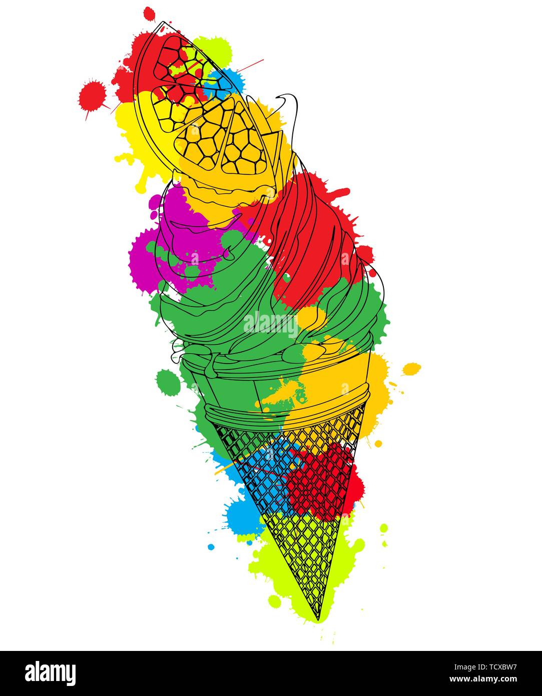 Ice cream splat illustration Stock Vector Images - Alamy