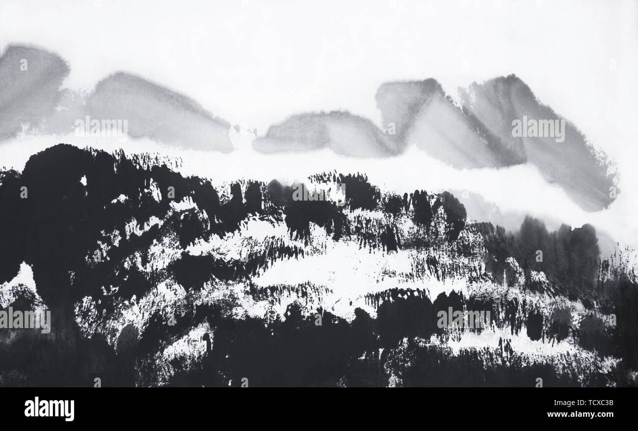 Abstract landscape ink background Stock Photo - Alamy