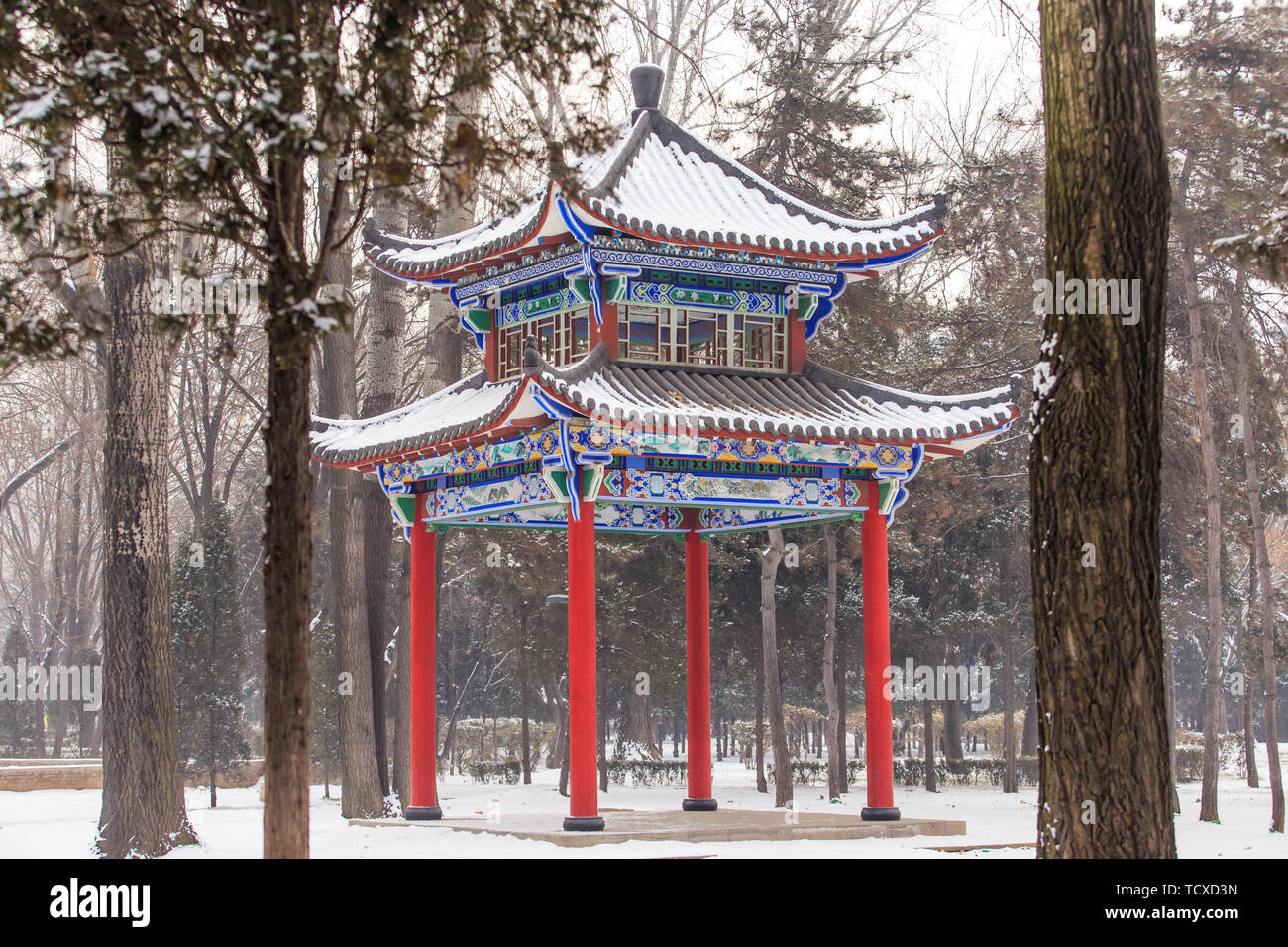 Pavilion in the snow Stock Photo - Alamy