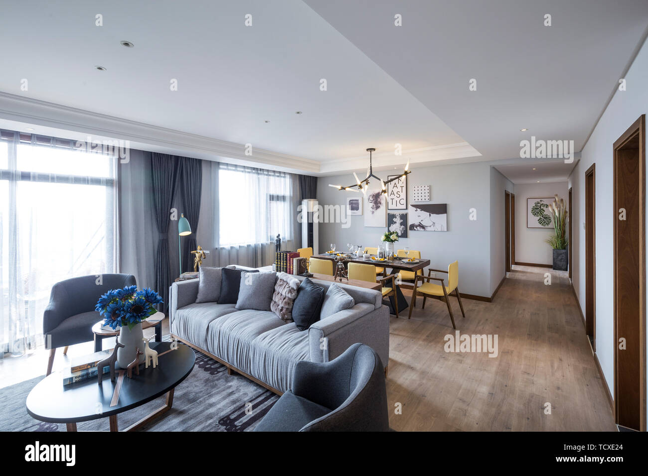 Design of interior design space of model room in modern living room ...