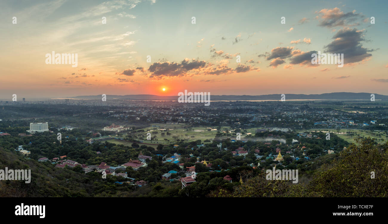 Sunset scenery of the Mandalay Mountains in Myanmar Stock Photo - Alamy