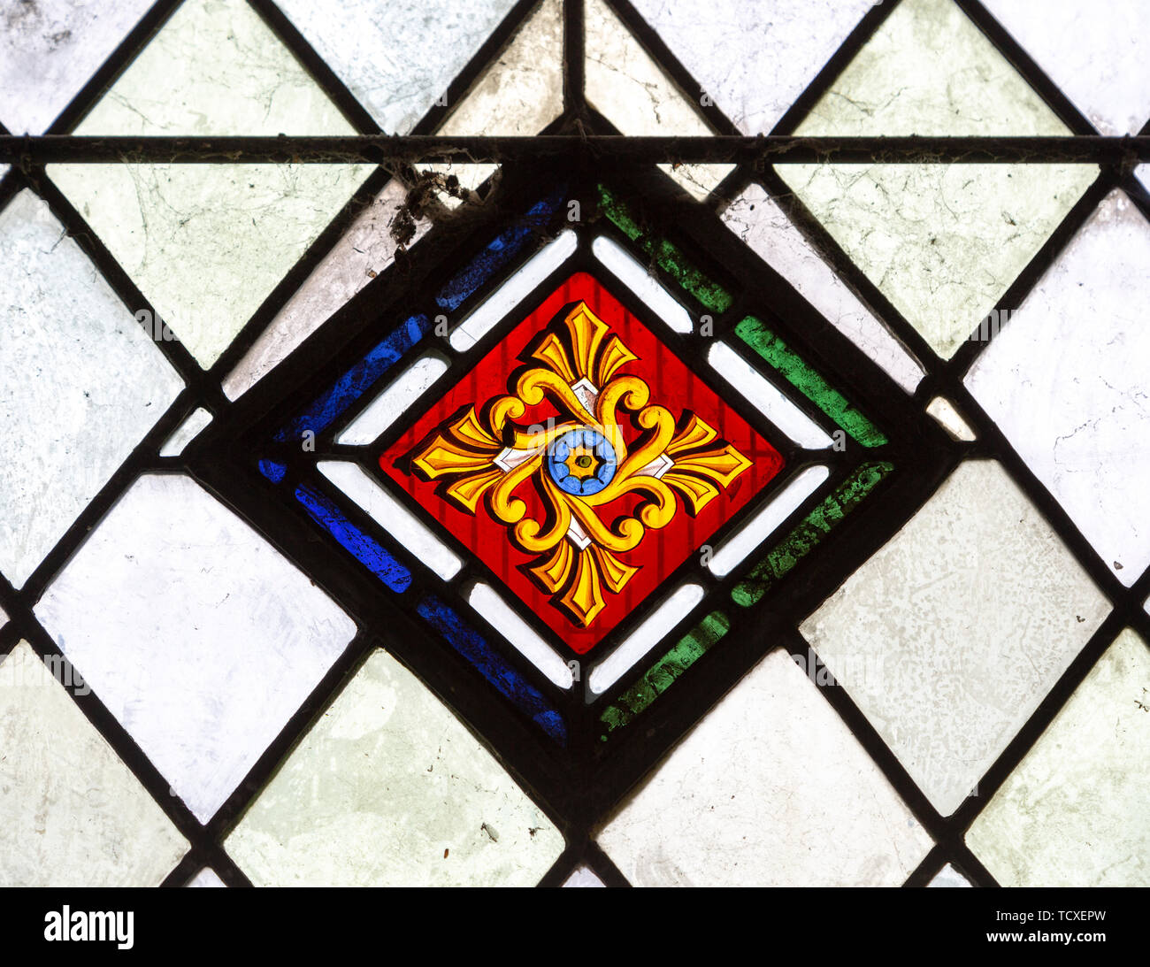 Victorian 19th century decorative patterned stained glass window ...