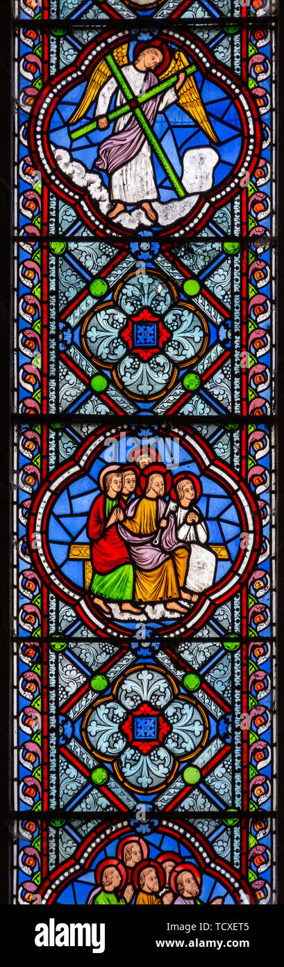 Victorian 19th century stained glass window, Lawshall church, Suffolk ...