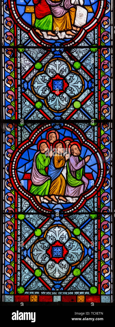 Victorian 19th century stained glass window, Lawshall church, Suffolk ...