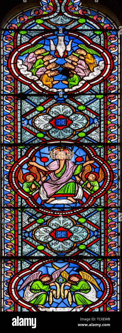 Victorian 19th century stained glass window, Lawshall church, Suffolk ...