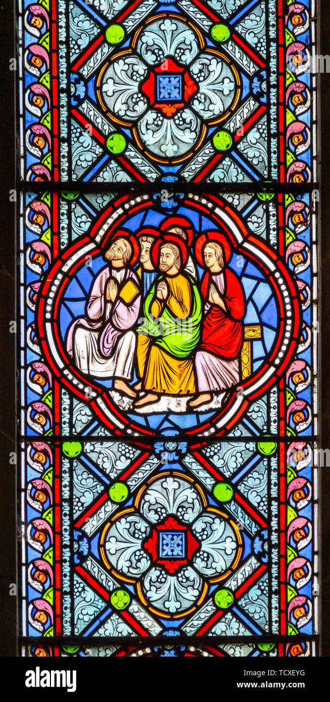 Victorian 19th century stained glass window, Lawshall church, Suffolk ...