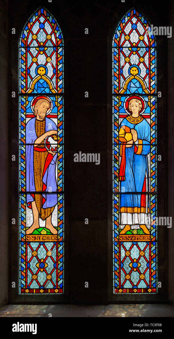 Victorian 19th century stained glass window, Lawshall church, Suffolk ...