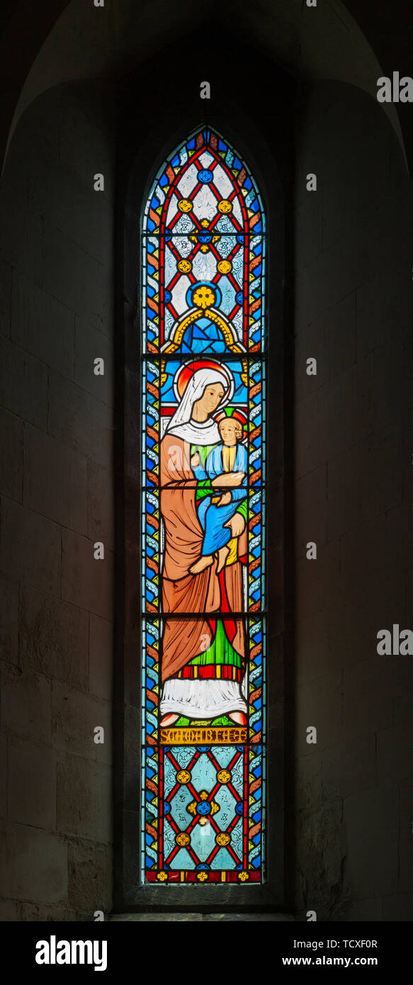 Victorian 19th century stained glass window, Lawshall church, Suffolk ...