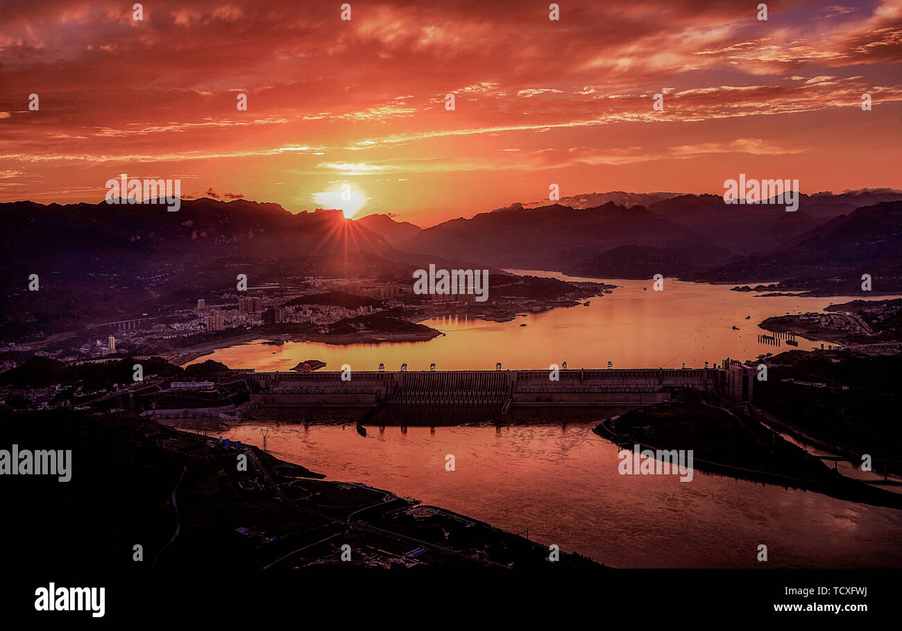 The Three Gorges Project under the sunset Stock Photo - Alamy