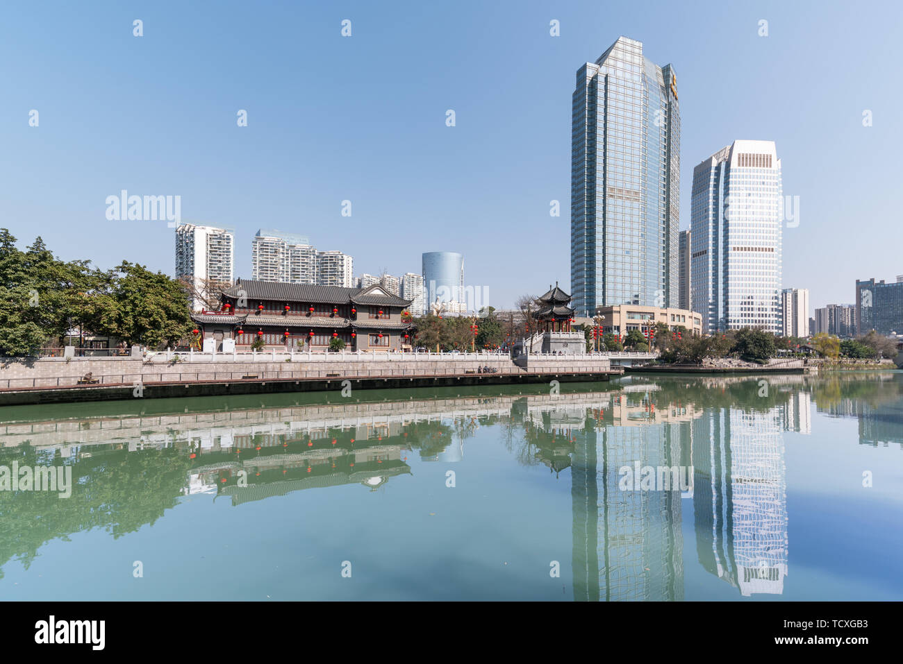 Architectural Scenery of Hejiang Pavilion, Funan River, Chengdu Stock ...