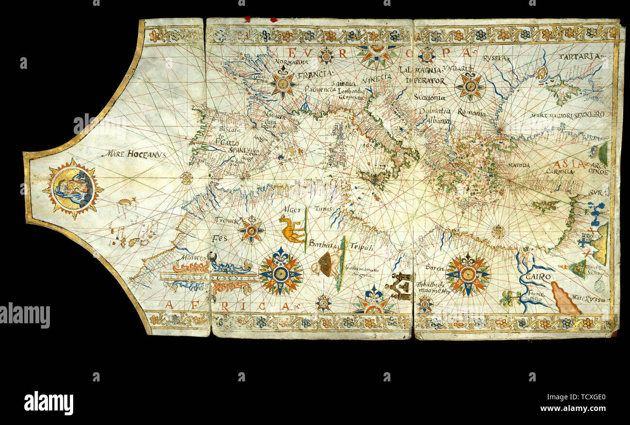 Portolan chart of the Mediterranean Sea, the Black Sea, Sea of Azov ...