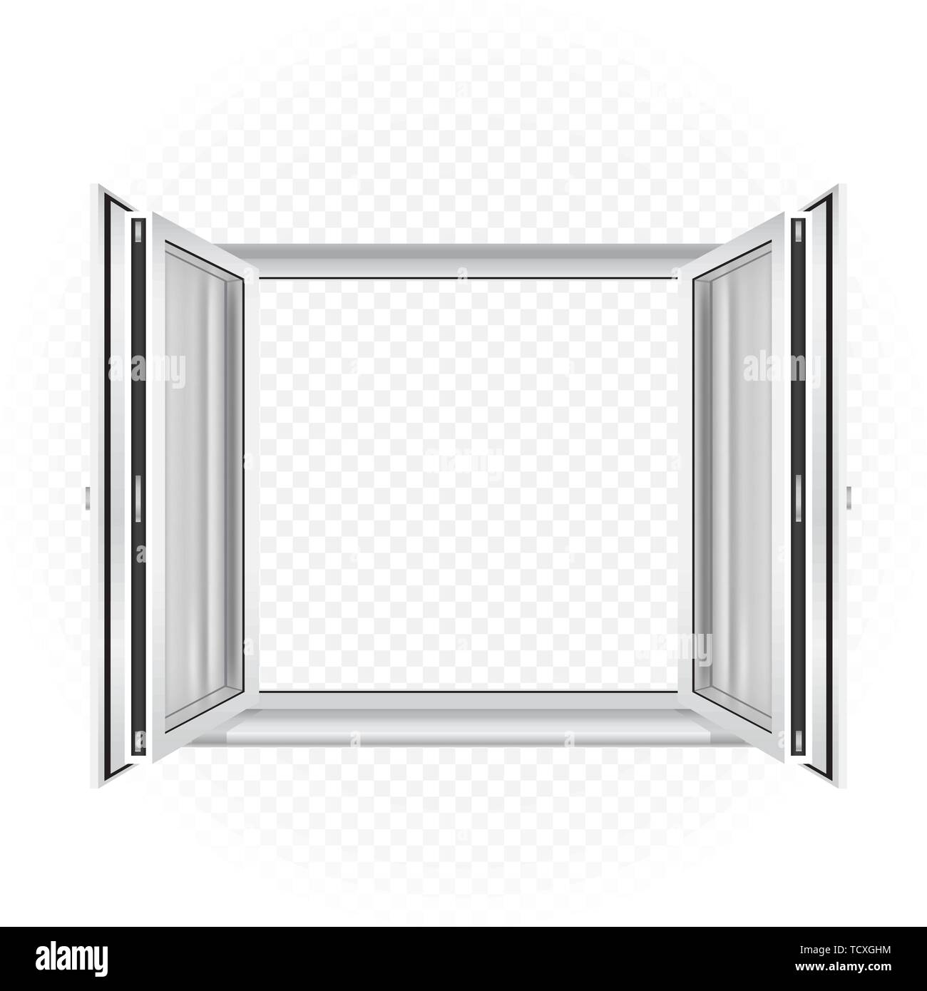 White open window template on transparent background. Home outdoor ...
