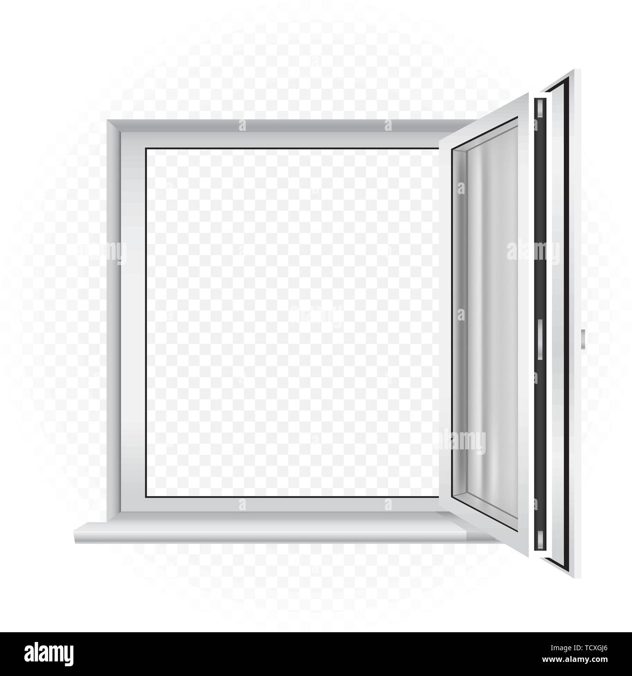 White opened window template on transparent background. Home outdoor ...