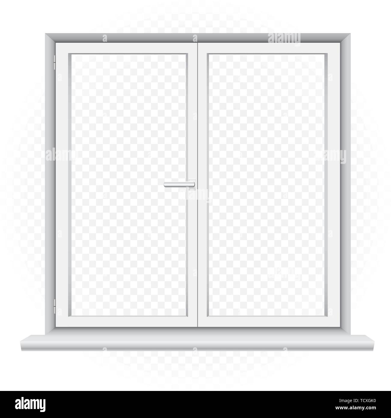White closed double window template on transparent background. Home ...