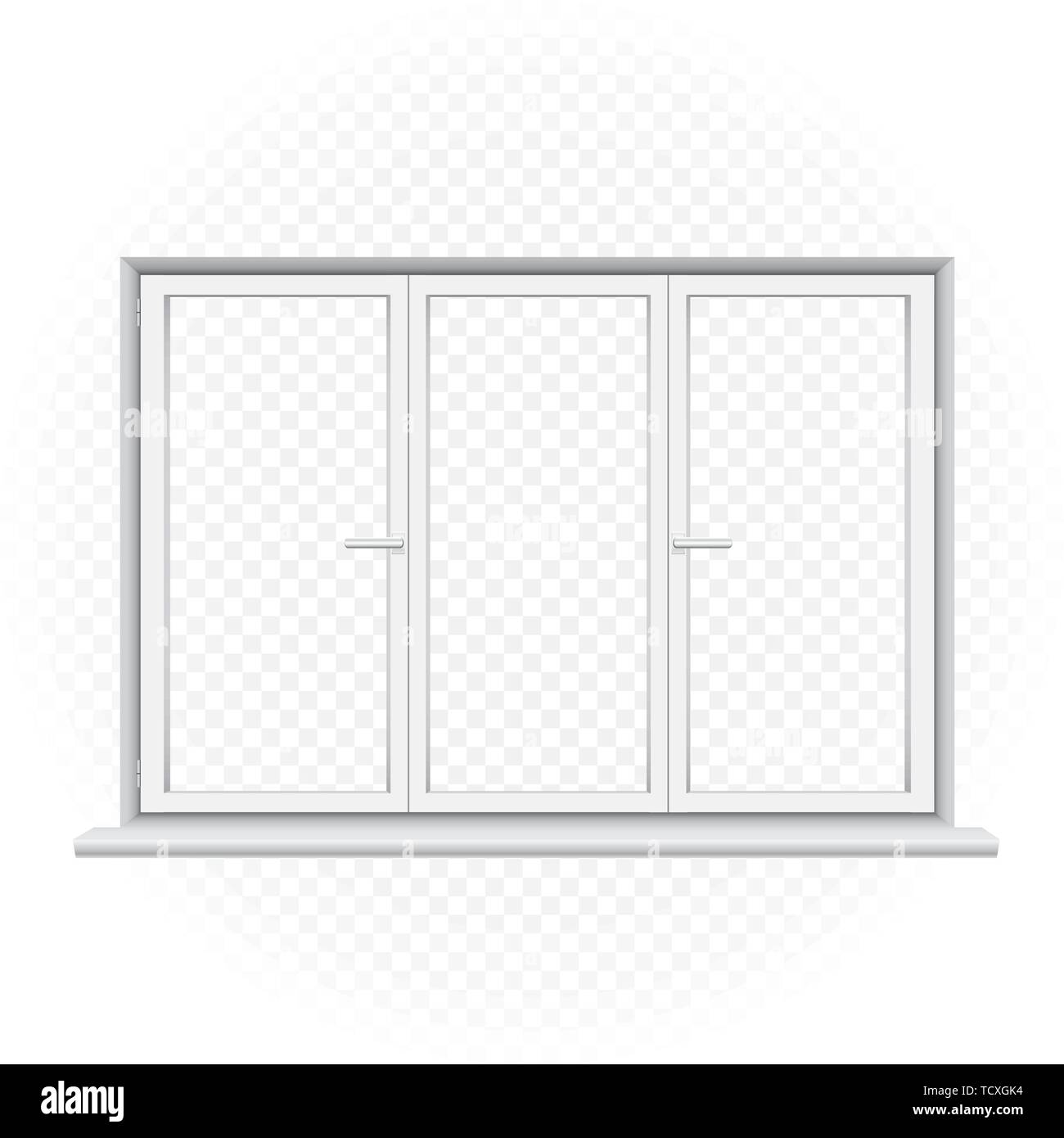 White closed triple window template on transparent background. Home ...
