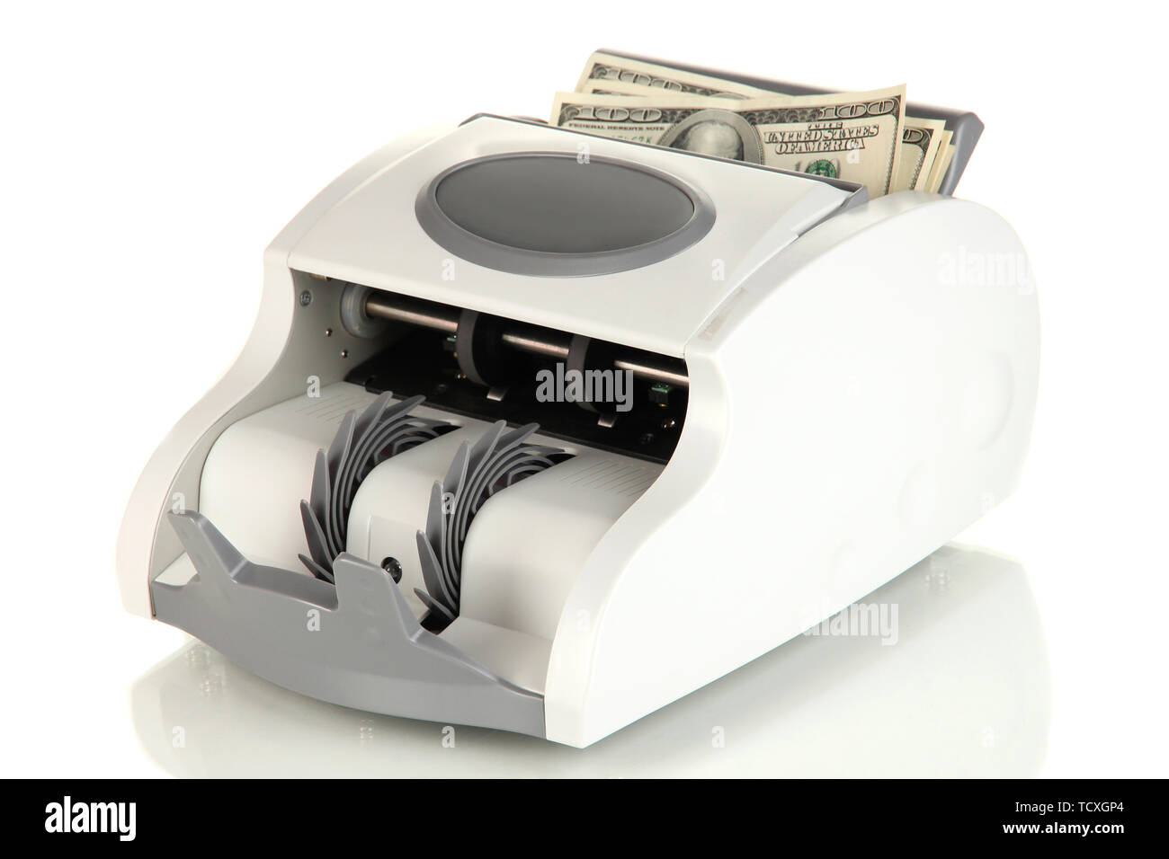 Machine for counting money isolated on white Stock Photo - Alamy