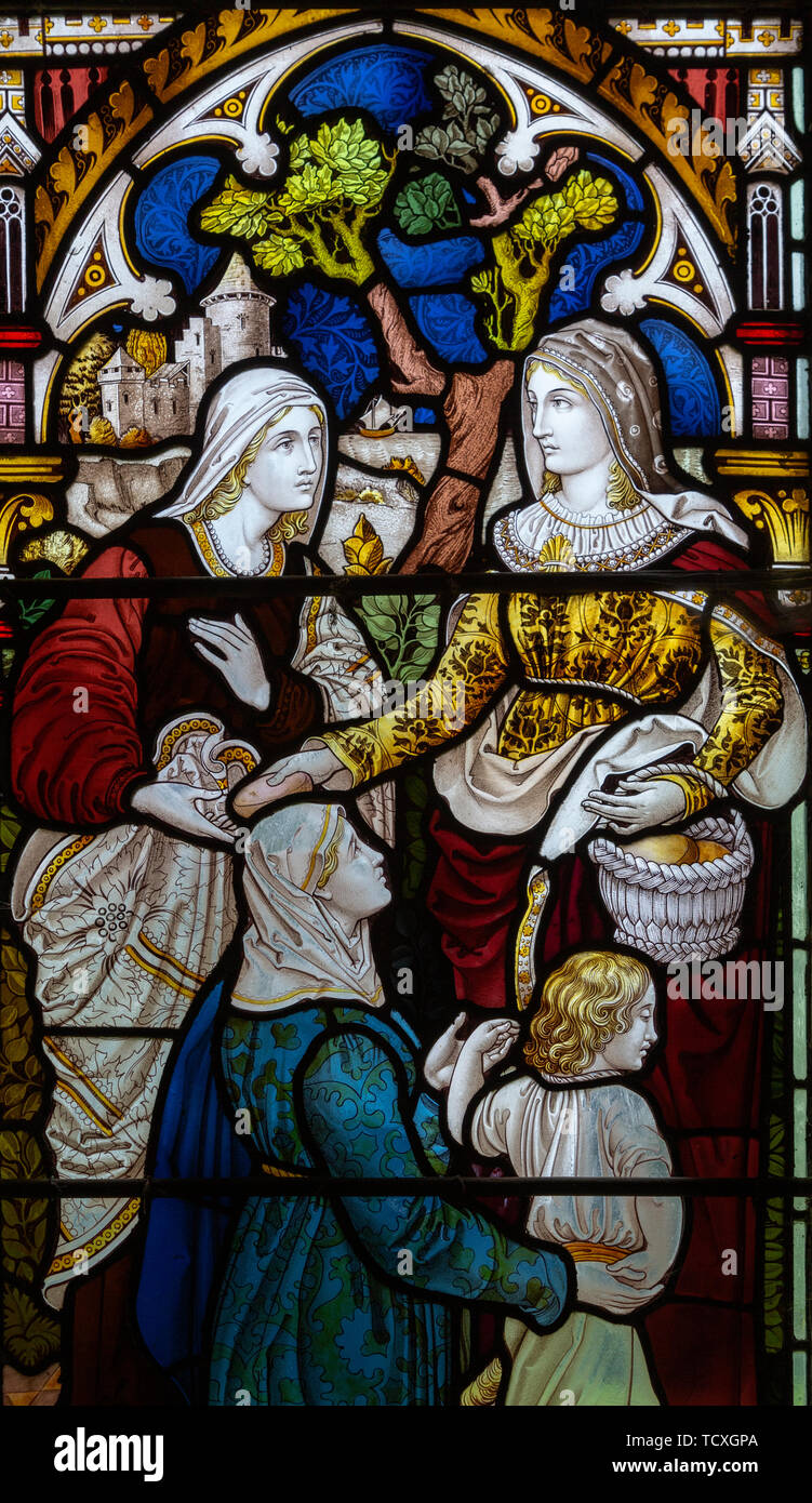 Victorian 19th century stained glass window, Shimpling church, Suffolk ...