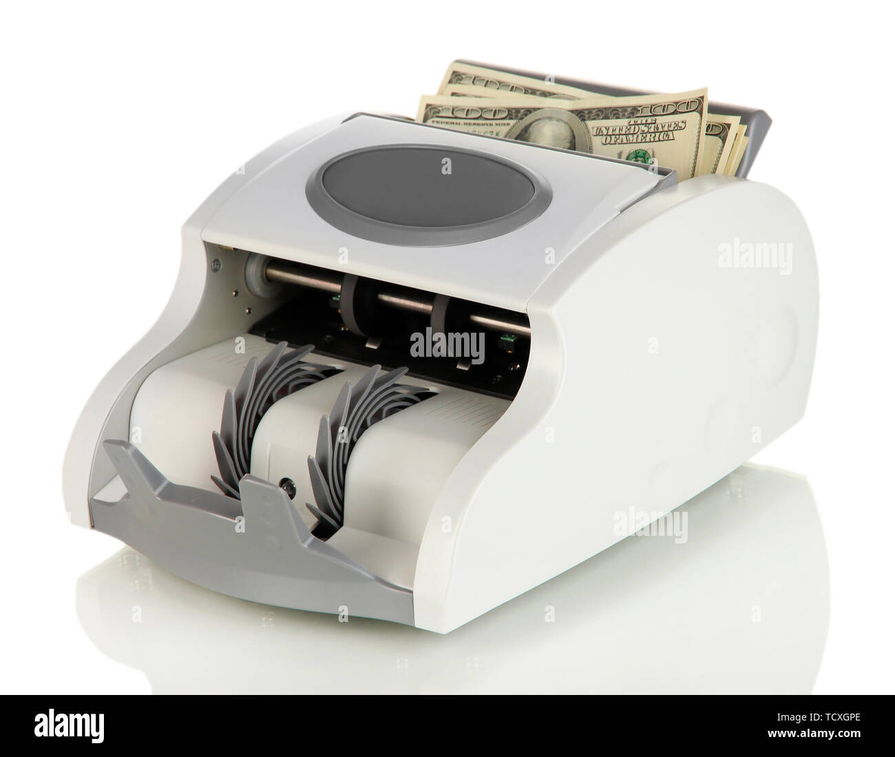 Machine for counting money isolated on white Stock Photo - Alamy