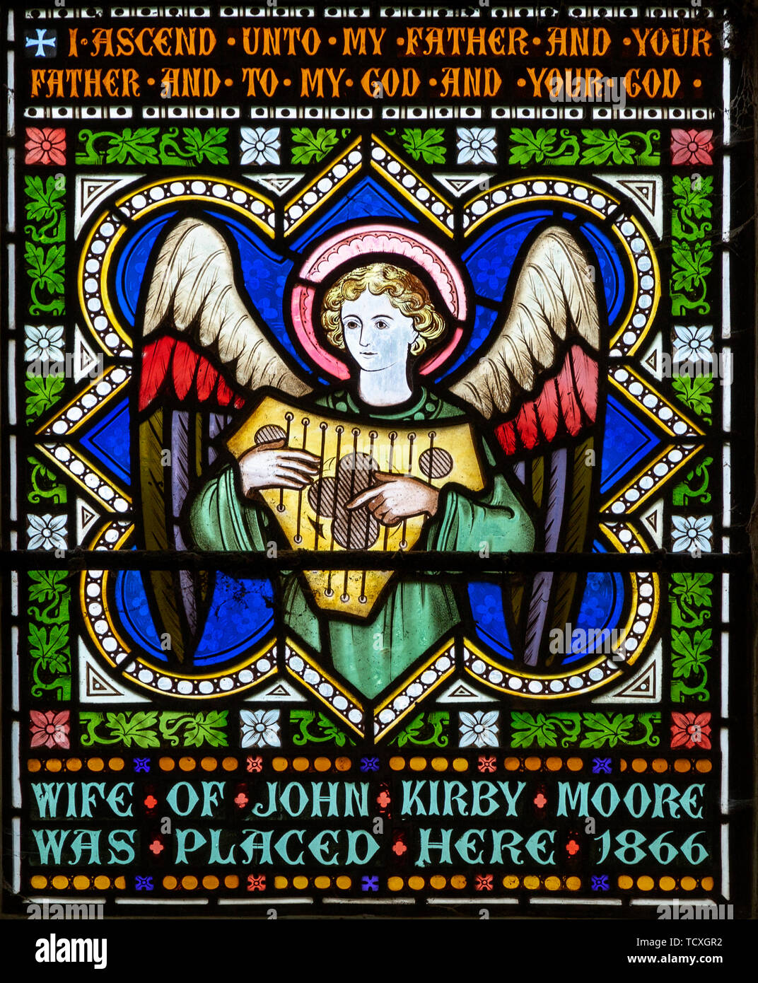 Victorian 19th century stained glass window, Badley church, Suffolk ...