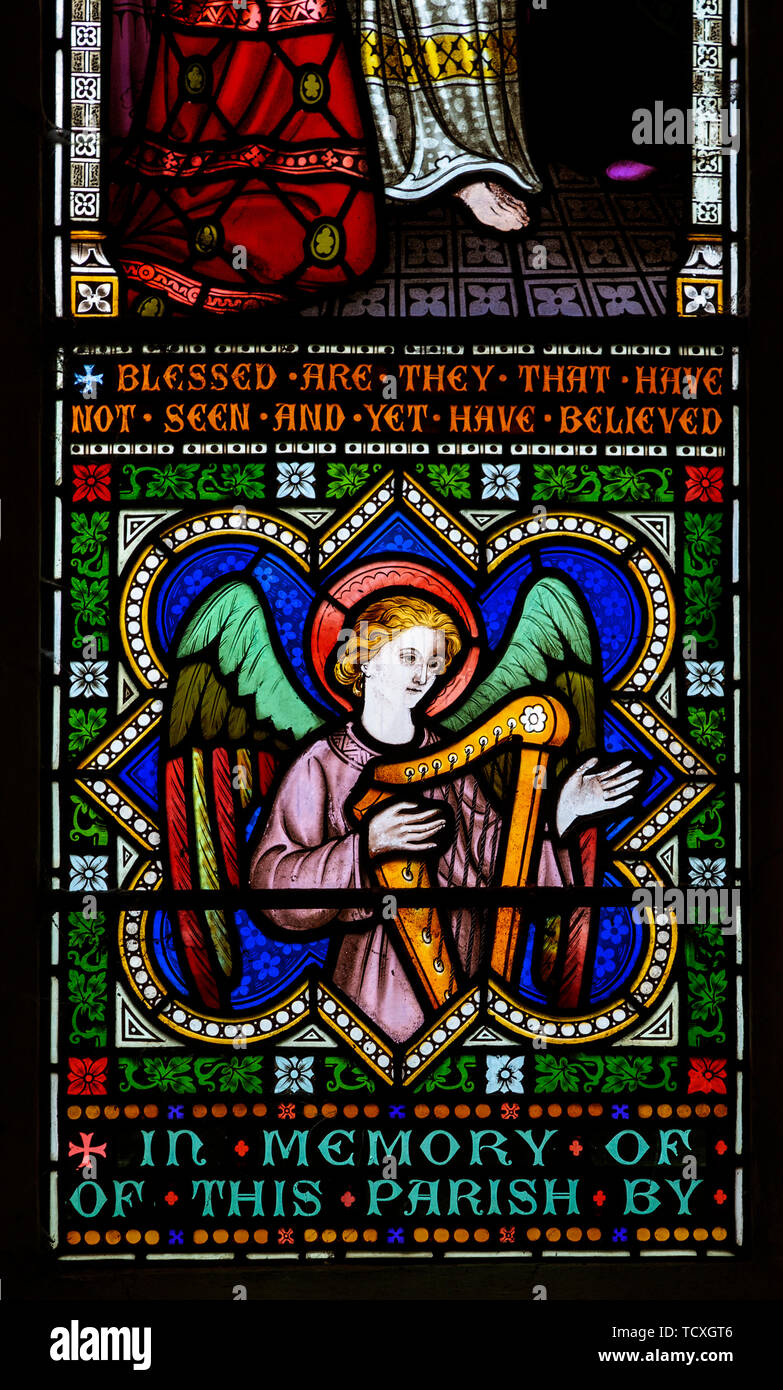 Victorian 19th century stained glass window, Badley church, Suffolk ...