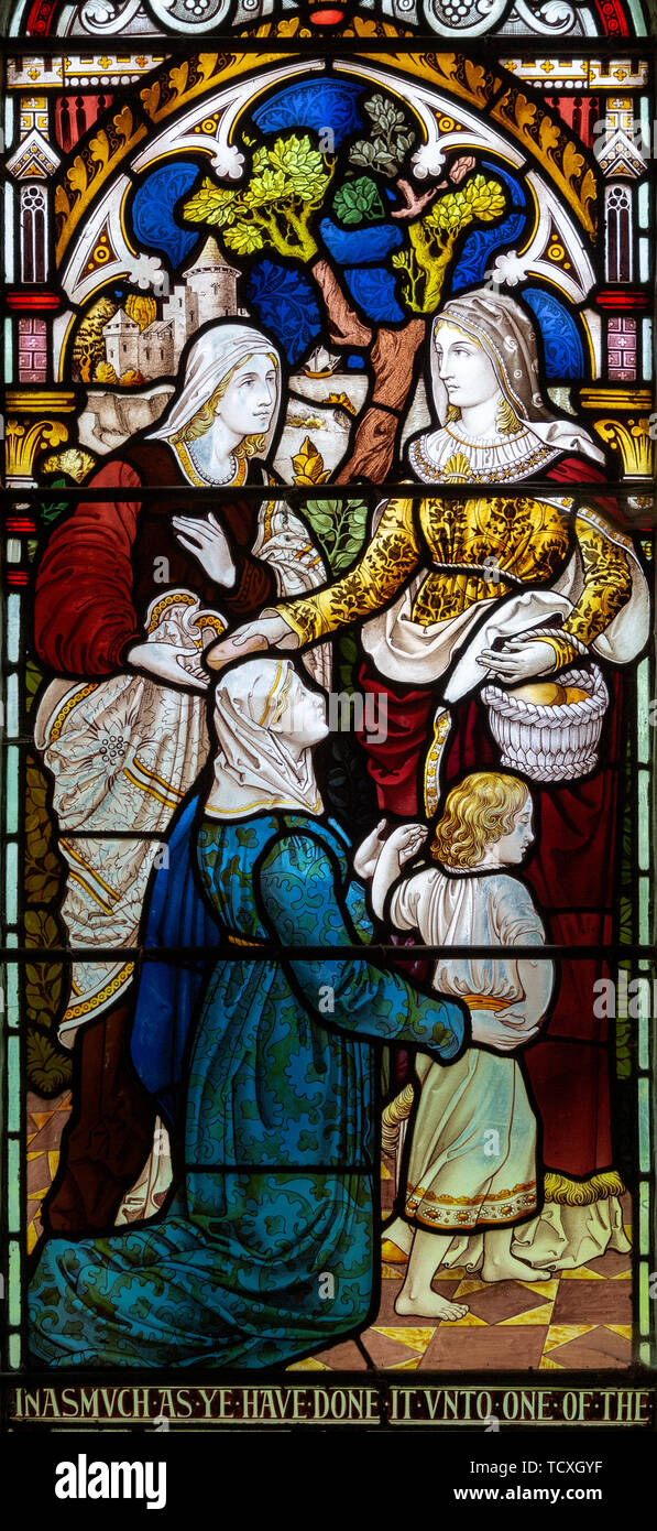 Victorian 19th century stained glass window, Shimpling church, Suffolk ...