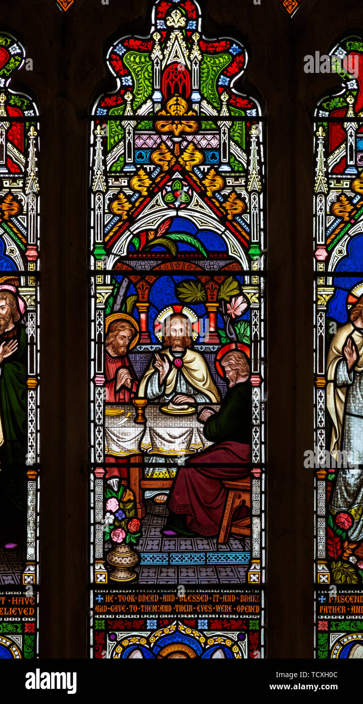 Victorian 19th century stained glass window, Badley church, Suffolk ...