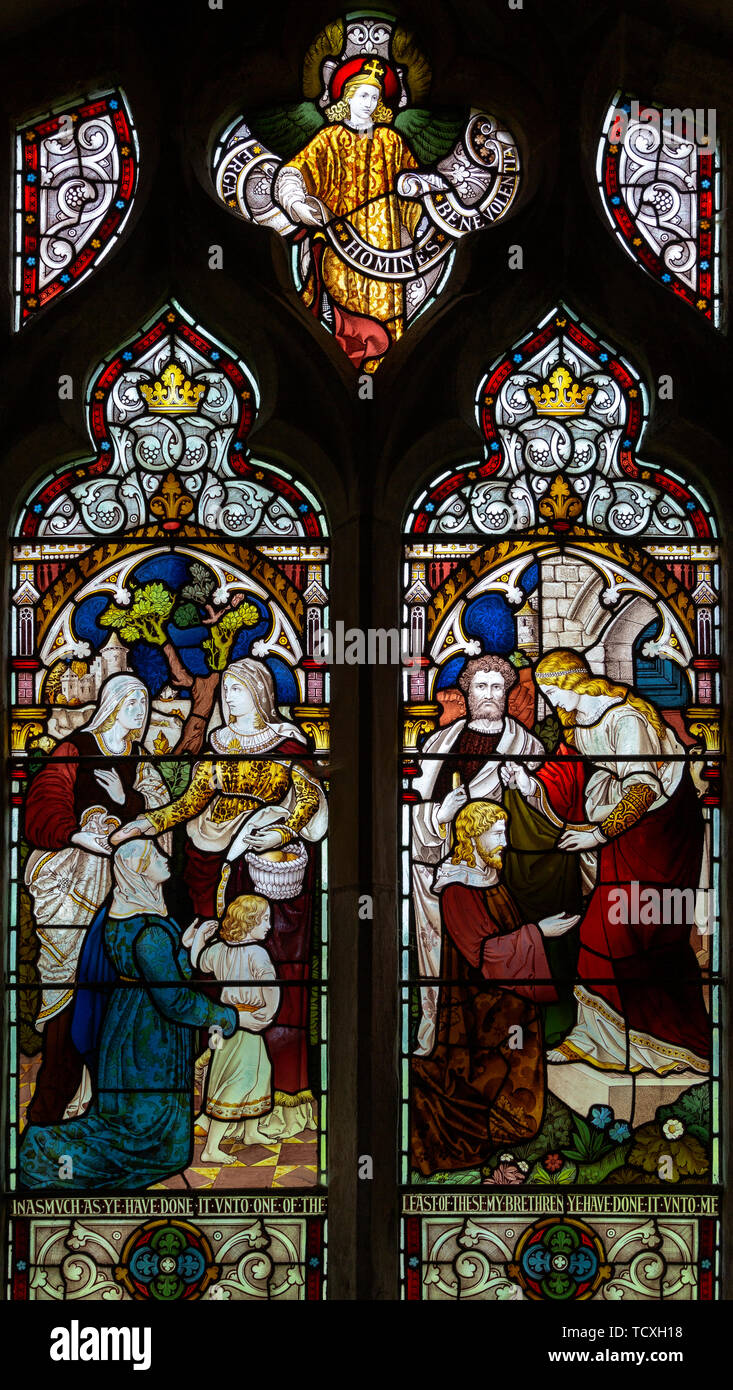 Victorian 19th century stained glass window, Shimpling church, Suffolk ...