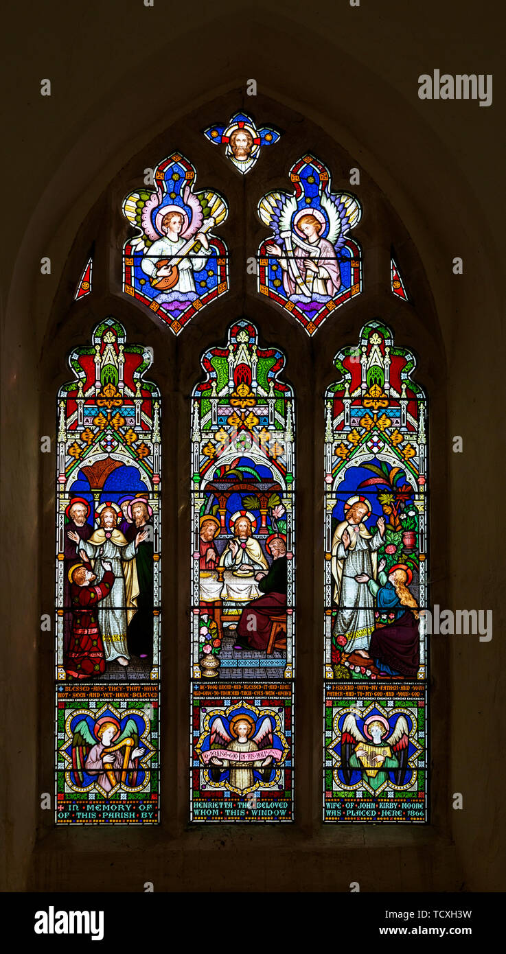 Victorian 19th century stained glass window, Badley church, Suffolk ...